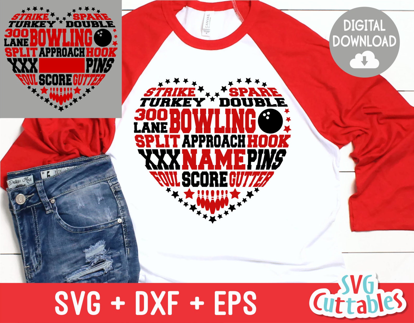 Bowling Svg, Bowling Subway Art Heart Svg, Dxf, Eps, Bowling Cut File ...