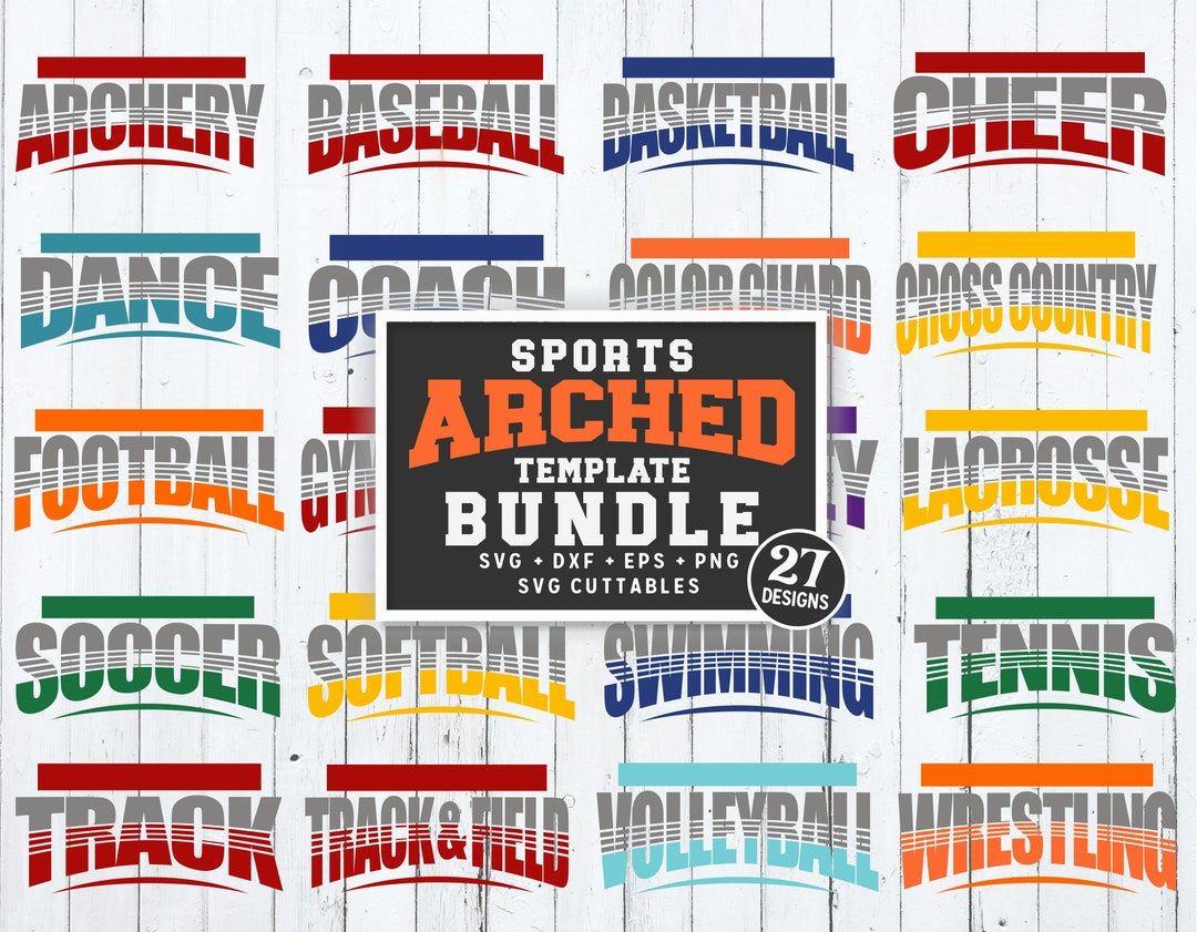 Sports Arched Template Bundle Svg - Cut Files - Svg - Eps - Dxf ...