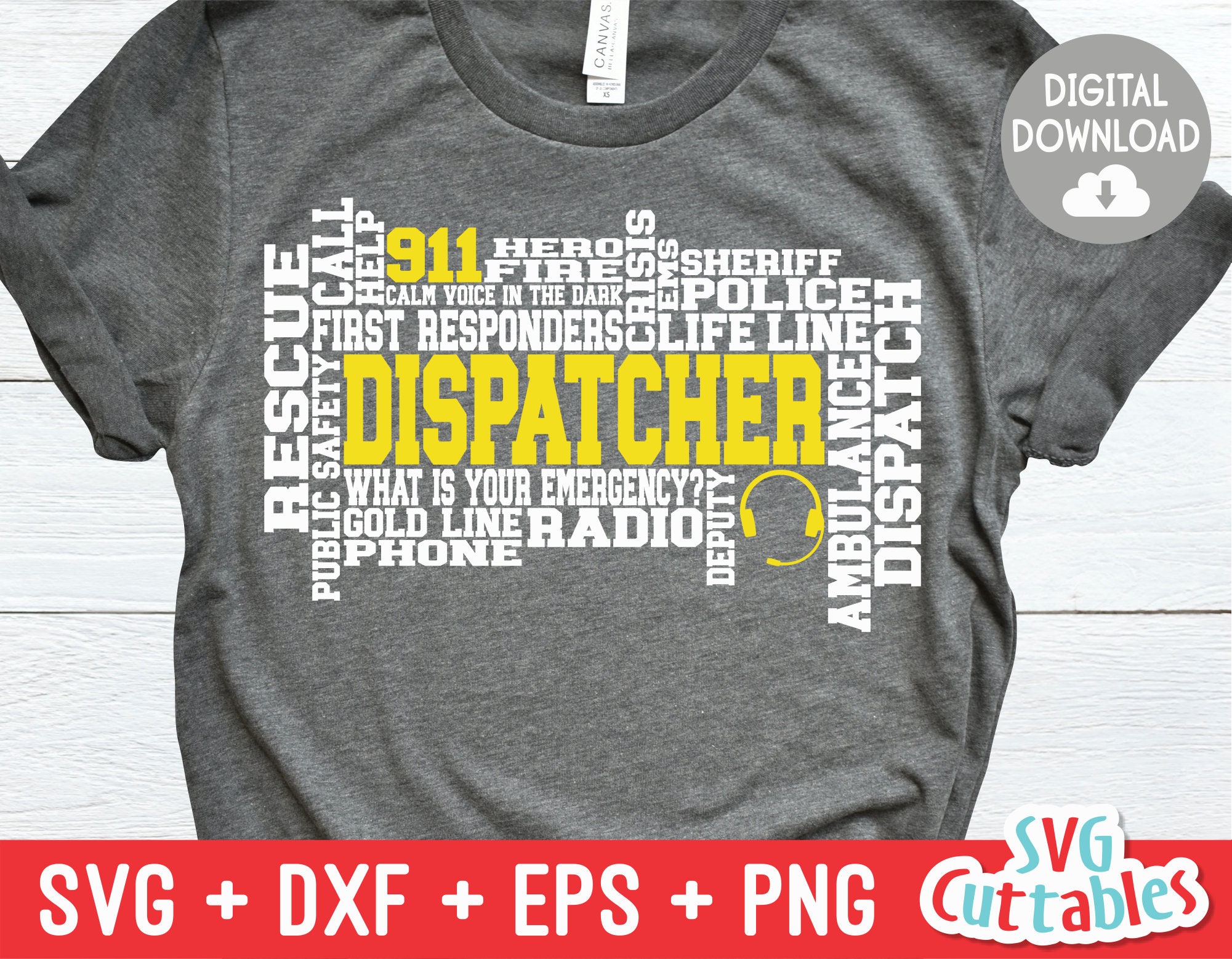 911 Dispatcher Svg - Dispatcher Cut File - Svg - Eps - Dxf - Png - Word ...