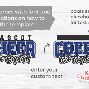 Cheer Co-captain Svg Cut File - Cheer Template 0080- Svg - Eps - Dxf ...