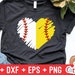 Split Baseball Heart Svg - Softball Heart Svg - Distressed - Grunge ...