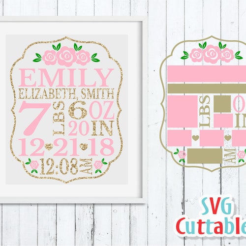 Birth Announcement Svg Png Dxf Birth Stats Baby Stats - Etsy