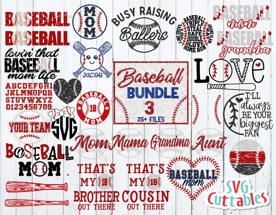 Baseball Bundle 3 Svg - Baseball Cut Files - Svg - Eps - Dxf - Baseball ...
