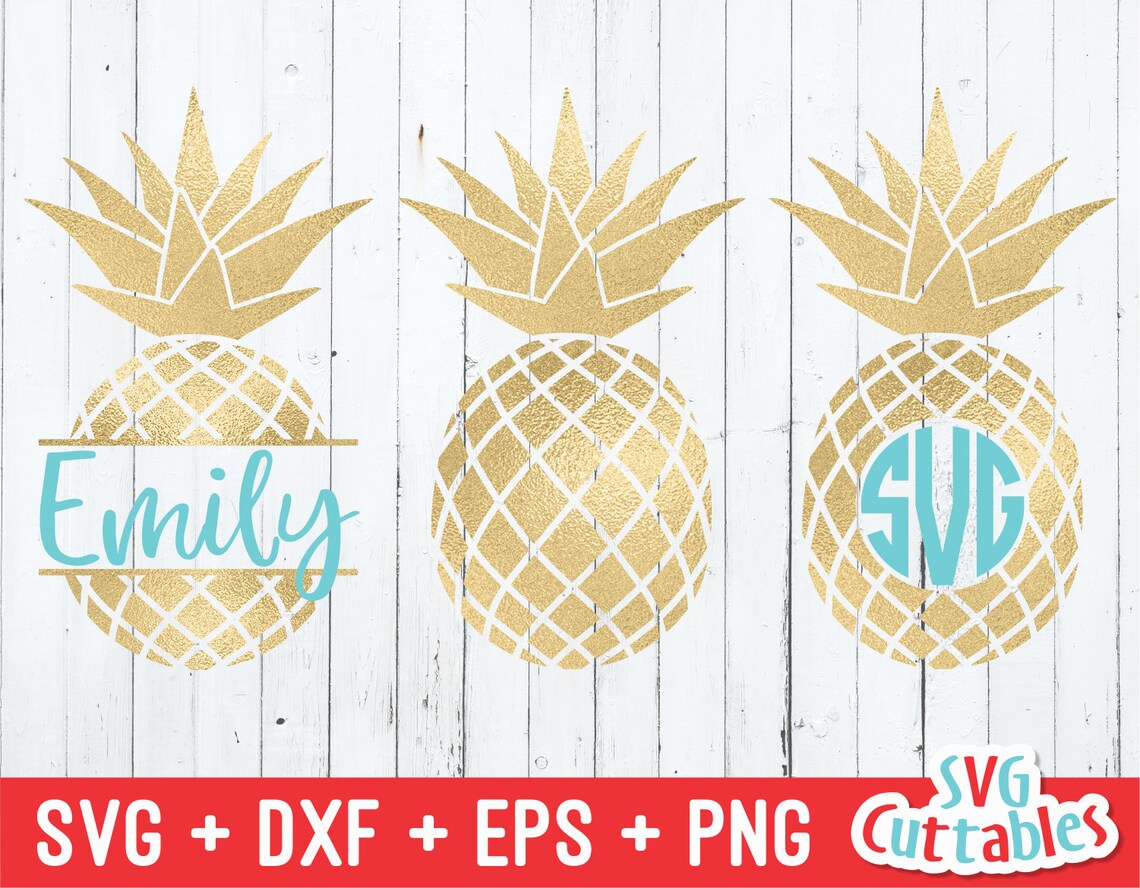 Pineapple Svg - Split Pineapple Cut File - Pineapple Monogram Frame ...