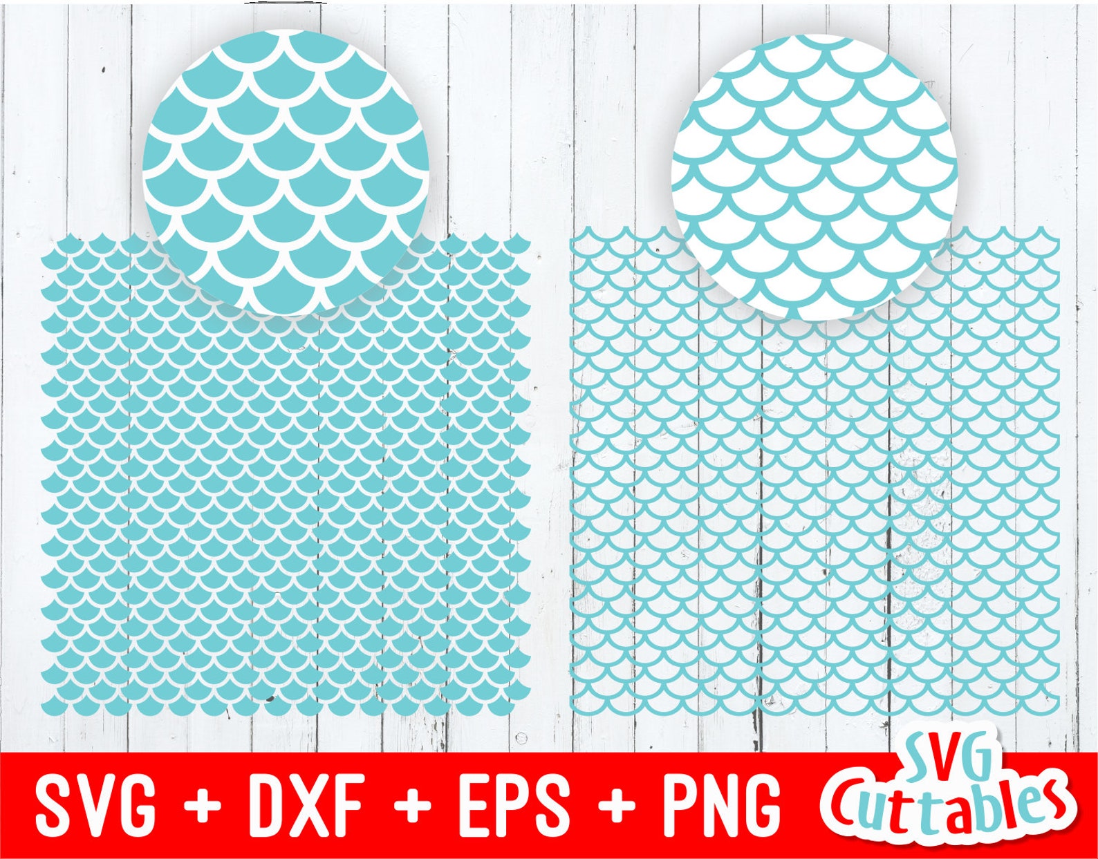 Mermaid Scales Patterns svg dxf eps png Mermaid Cut | Etsy