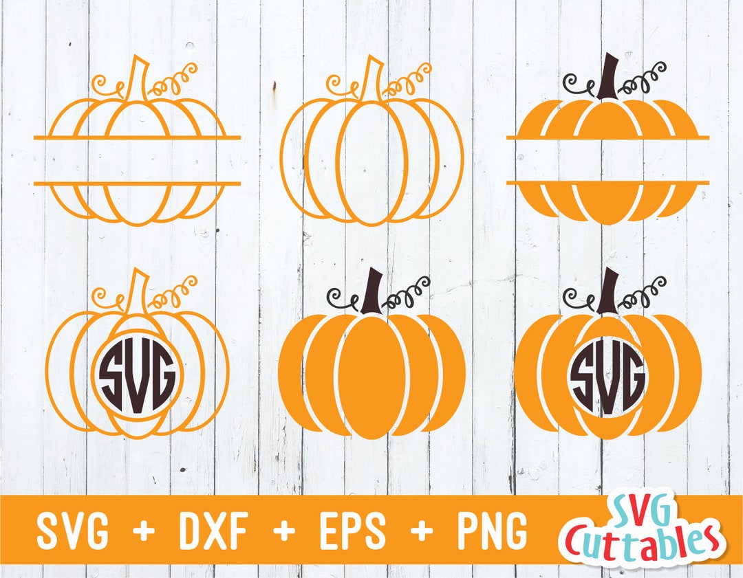 Pumpkin Svg - Dxf - Eps - Fall - Autumn - Split Pumpkin - Monogram ...