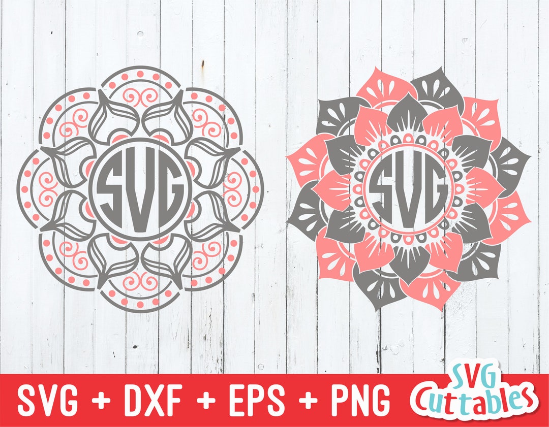 Mandala Svg, Mandala Monogram Frame Svg, Mandala Dxf, Mandala Cut File ...