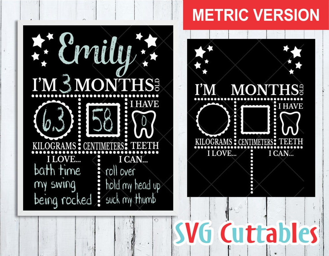 Baby Milestone Board Svg, Milestone Svg, Baby Svg, Dxf, Eps, Silhouette ...