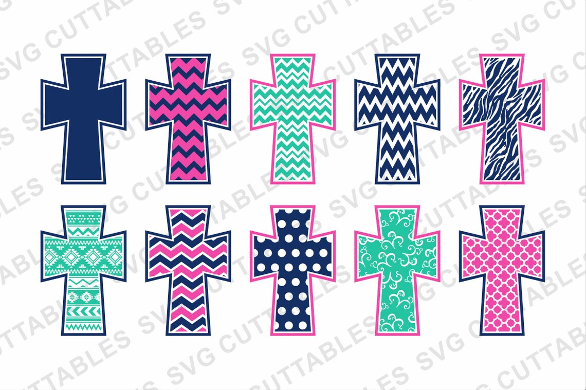Cross svg cross monogram frame SVG EPS DXF christian svg | Etsy