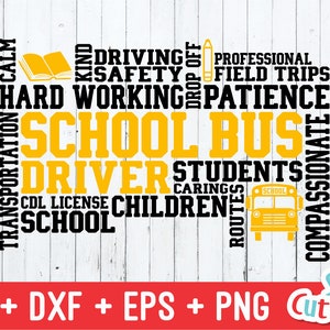School Bus Driver Svg - Word Art - Svg - Dxf - Eps - Png - Cut File ...
