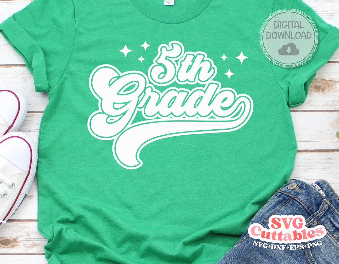 Fifth Grade Svg - 5th Grade Retro Swoosh Cut File - Teacher - Svg - Dxf ...