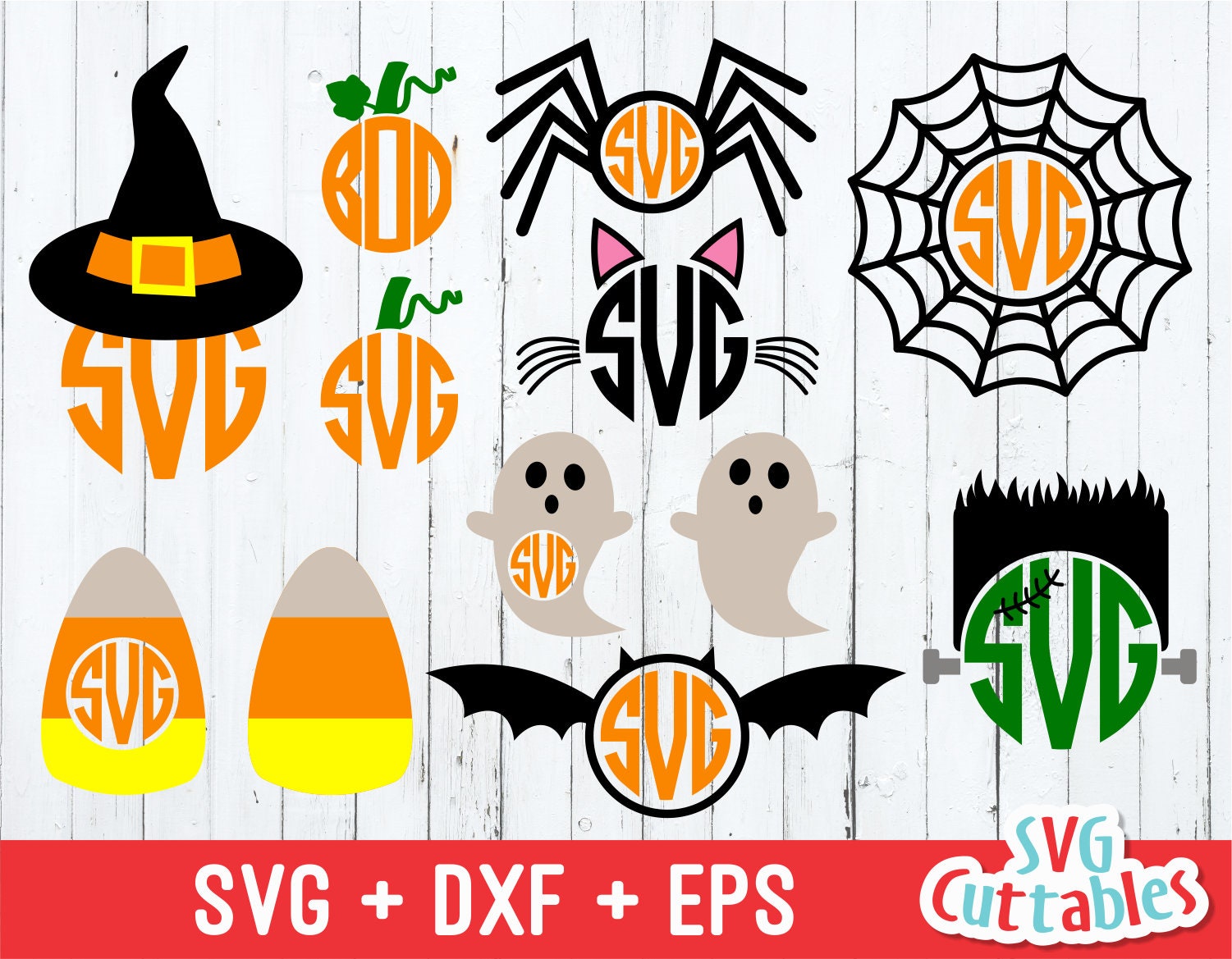 Halloween svg Halloween Monogram Frames svg dxf eps candy | Etsy