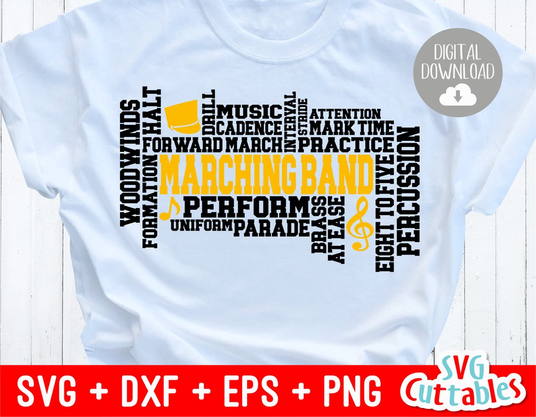 Marching Band Word Art - Cut File - Svg - Eps - Dxf - Png - Band Subway ...