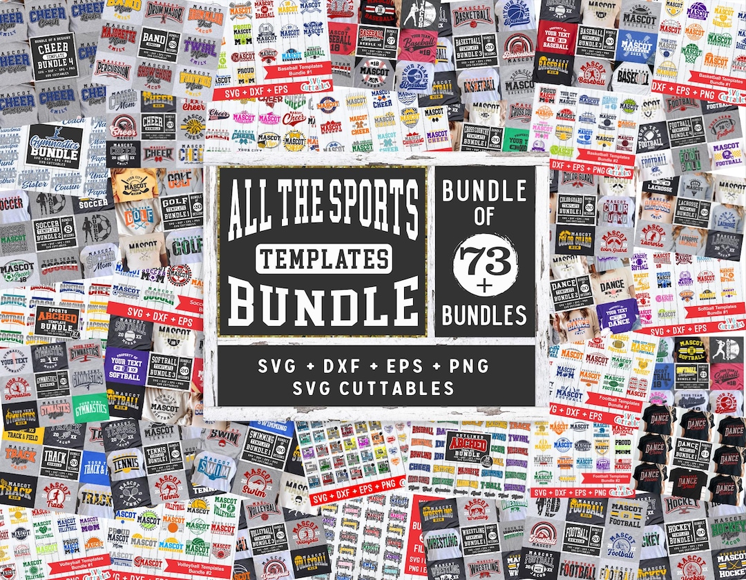 Sports Template Bundle Svg - Sports Cut File Bundle - Sports Png Bundle ...