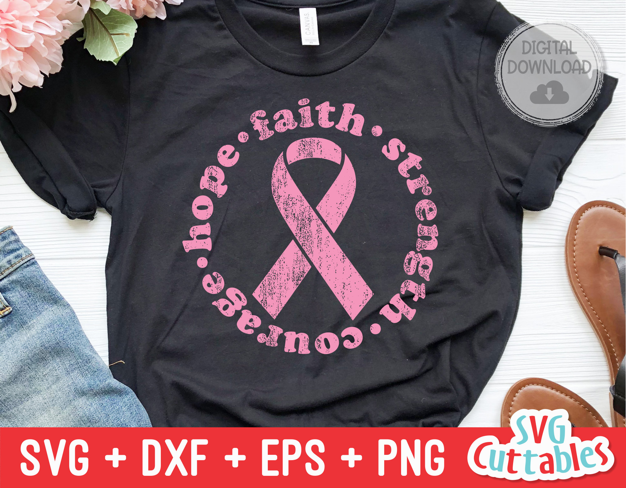 Hope Faith Strength Courage Svg Breast Cancer Svg Dxf - Etsy