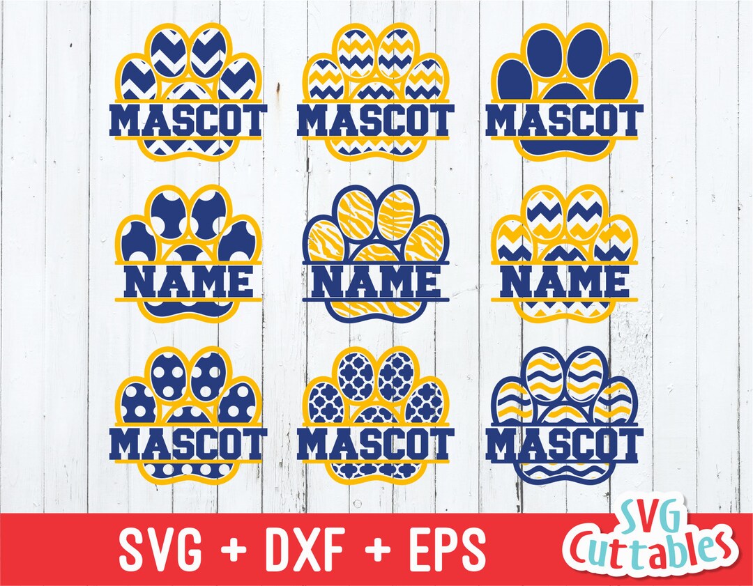 Split Paw Print Svg - Chevron Paw Print - Paw Print Svg - Dxf - Eps ...
