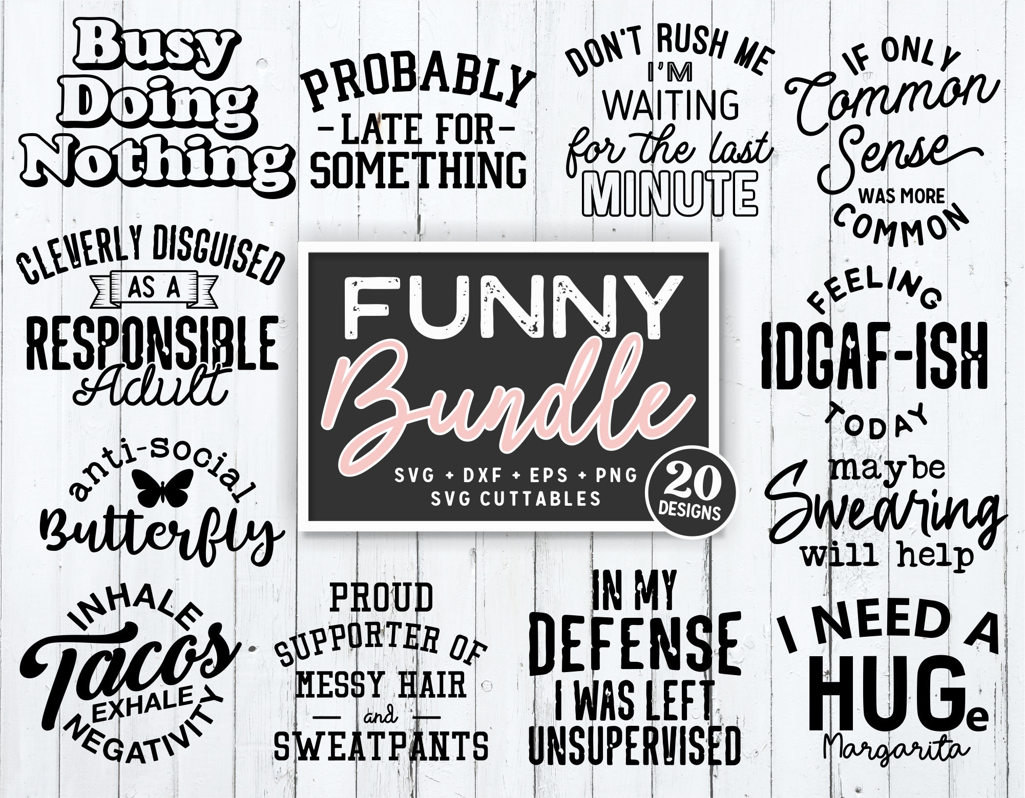 Funny Bundle Svg Cut File Funny Svg Bundle Quote Funny Etsy Canada