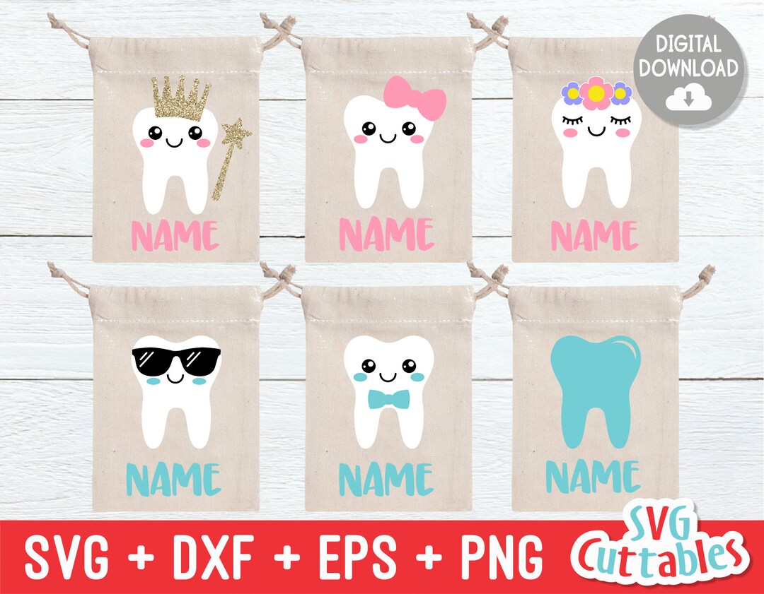 Tooth Fairy Bag Design Bundle - SVG - DXF - EPS - Tooth Pouch Designs ...