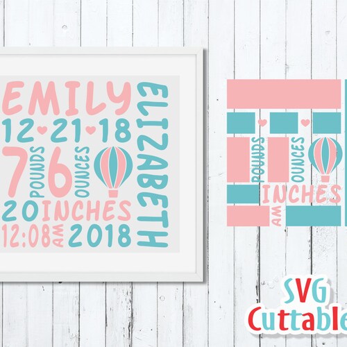 Baby Birth Announcement Bundle SVG DXF EPS Baby Stats | Etsy