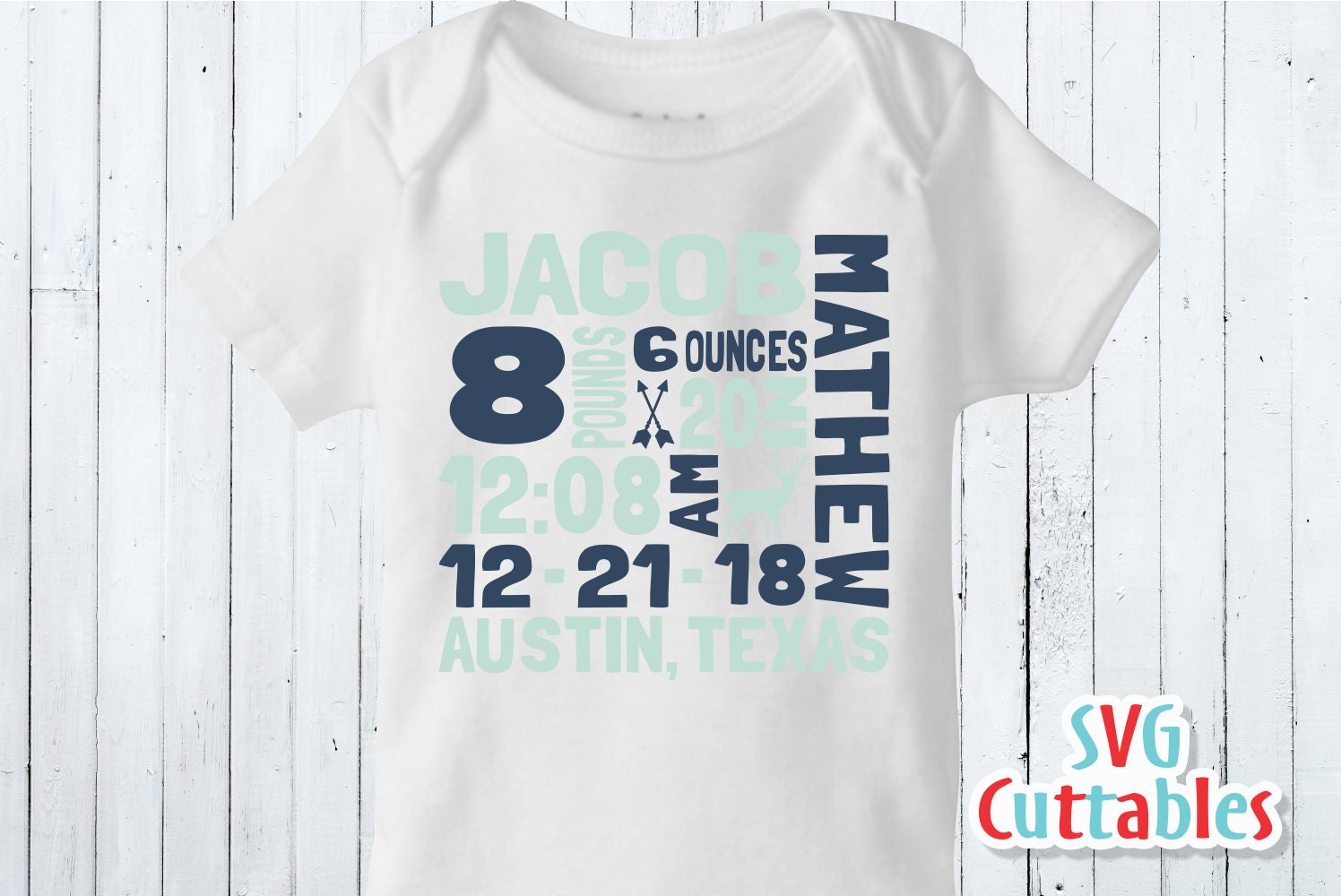 Baby Birth Announcement Bundle SVG DXF EPS Baby Stats - Etsy