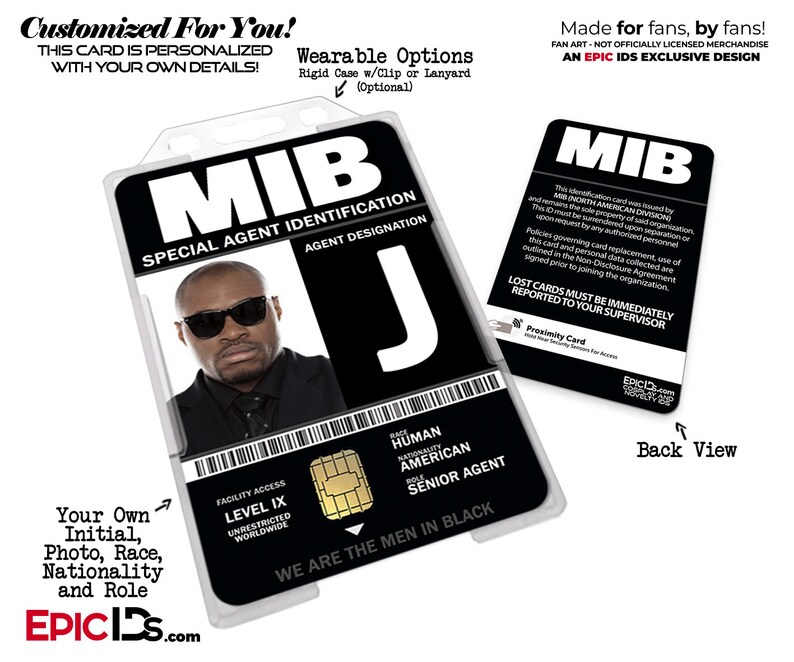 Special Agent MIB / MIB International Cosplay Name Badge Ids [movie ...