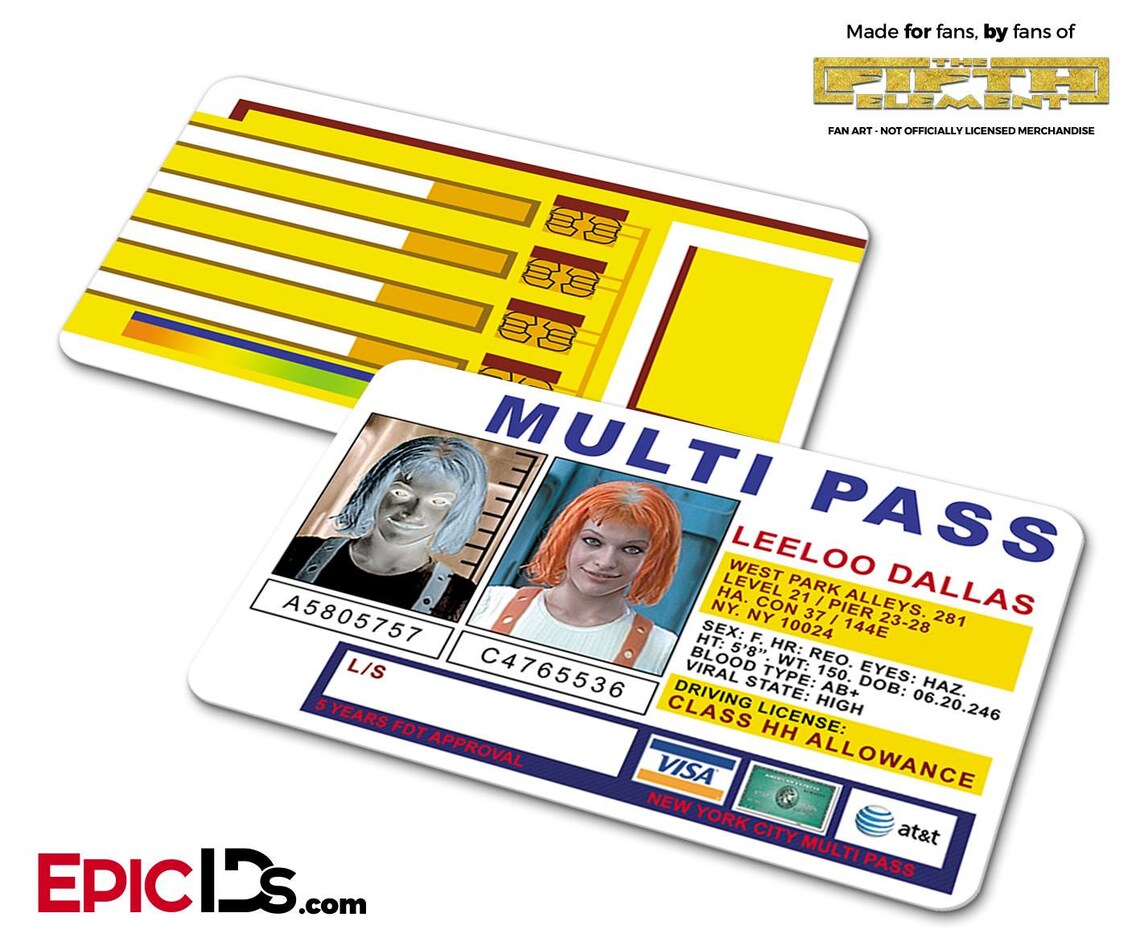 The Fifth Element Inspired Leeloo Dallas Multi Pass Card - Etsy