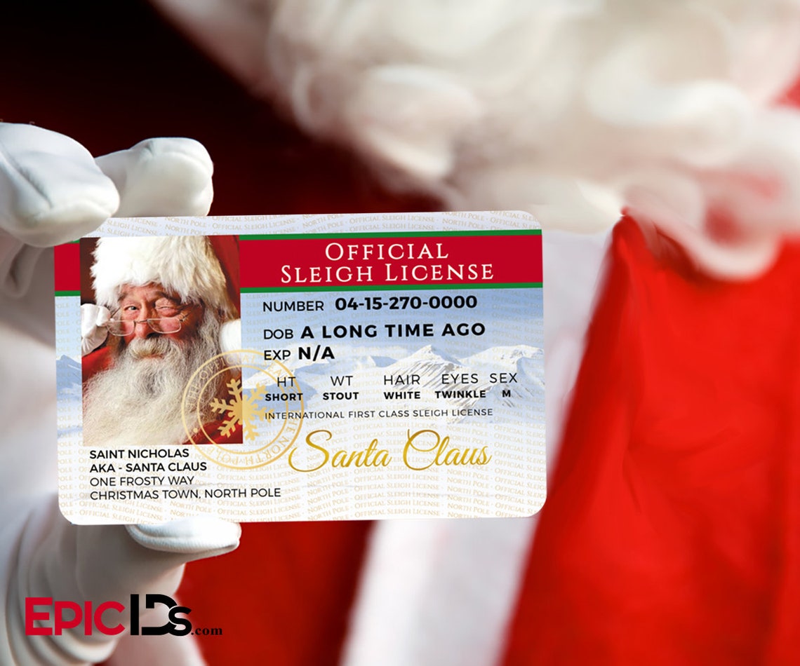 Santa Claus Official Sleigh License ID Card by Epic IDs | Etsy