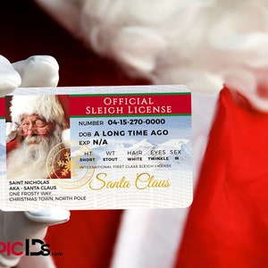 Santa Claus Official Sleigh License ID Card by Epic Ids - Etsy