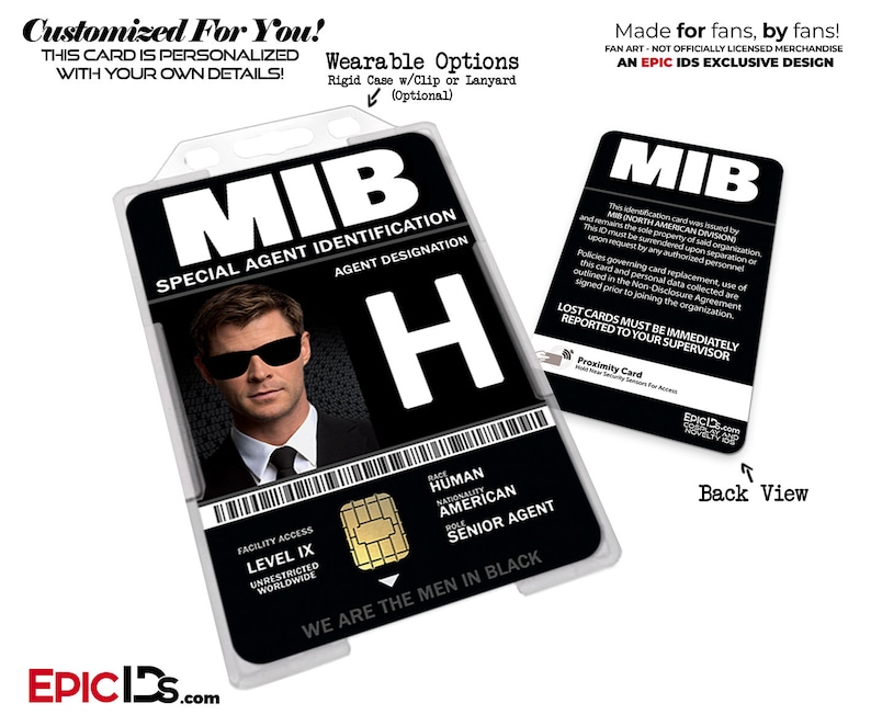 Special Agent MIB / MIB International Cosplay Name Badge IDs | Etsy