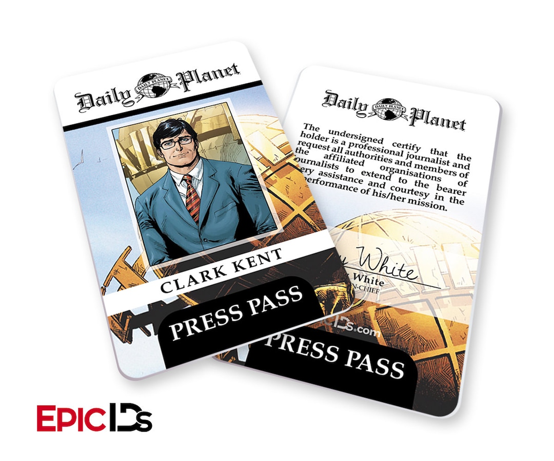 DC Comic's Inspired Classic "clark Kent" Daily Planet Press Pass ID - Etsy
