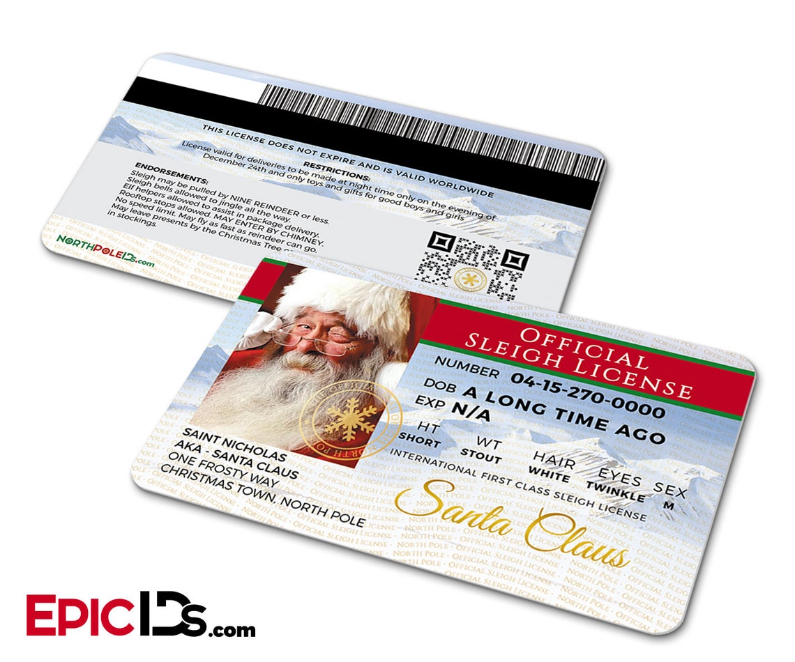 Santa Claus Official Sleigh License ID Card by Epic IDs | Etsy
