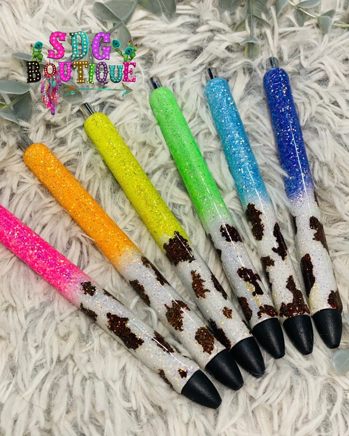 Neon Cow Print Glitter Pen - Etsy