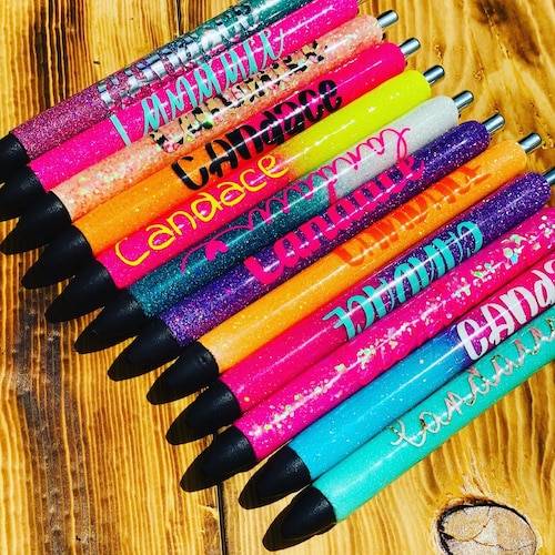 Glitter Personalized Gel Pens Custom Pens Custom Epoxy - Etsy