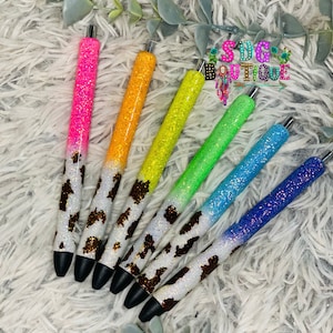 Neon Cow Print Glitter Pen - Etsy