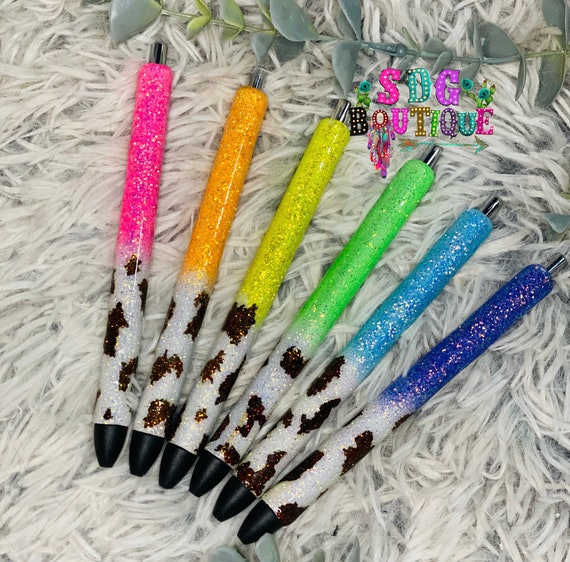 Neon Cow Print Glitter Pen - Etsy