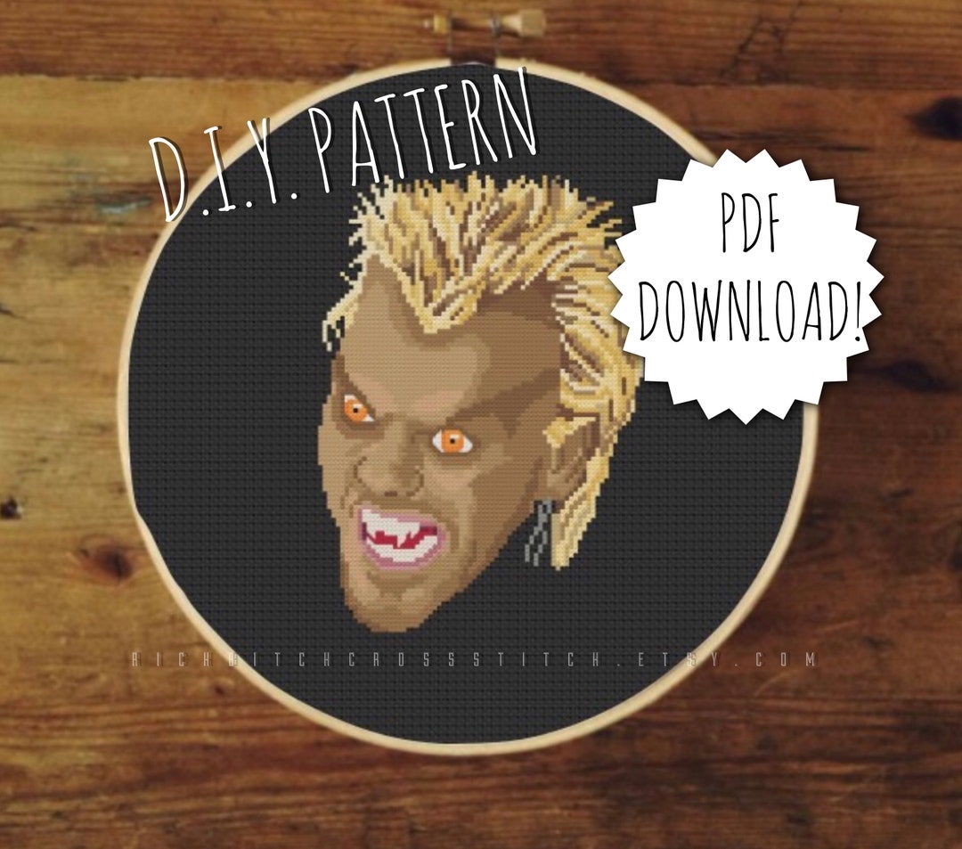 DIY 'vampire Guy' Cross Stitch PATTERN. Counted Cross Stitch Pattern ...