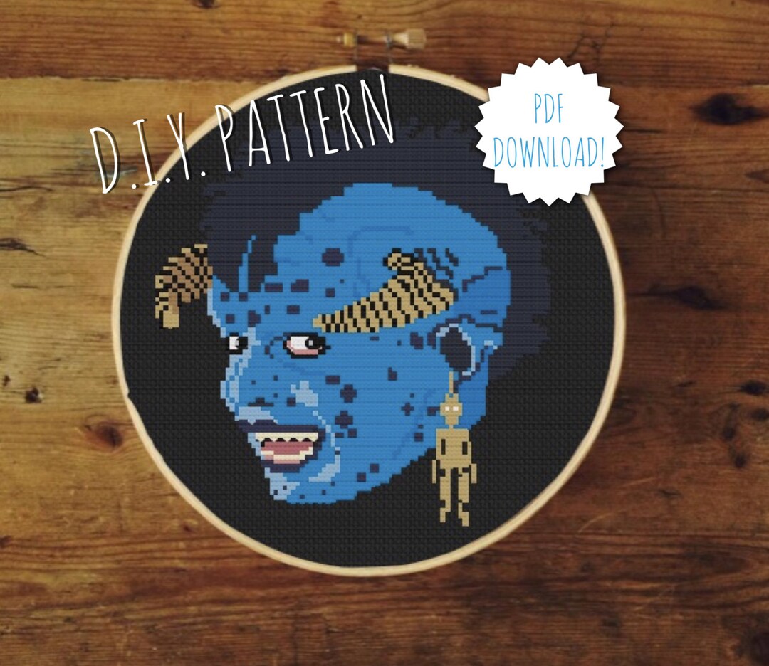 DIY Silly Blue Monster Cross Stitch PATTERN. Counted Cross Stitch ...