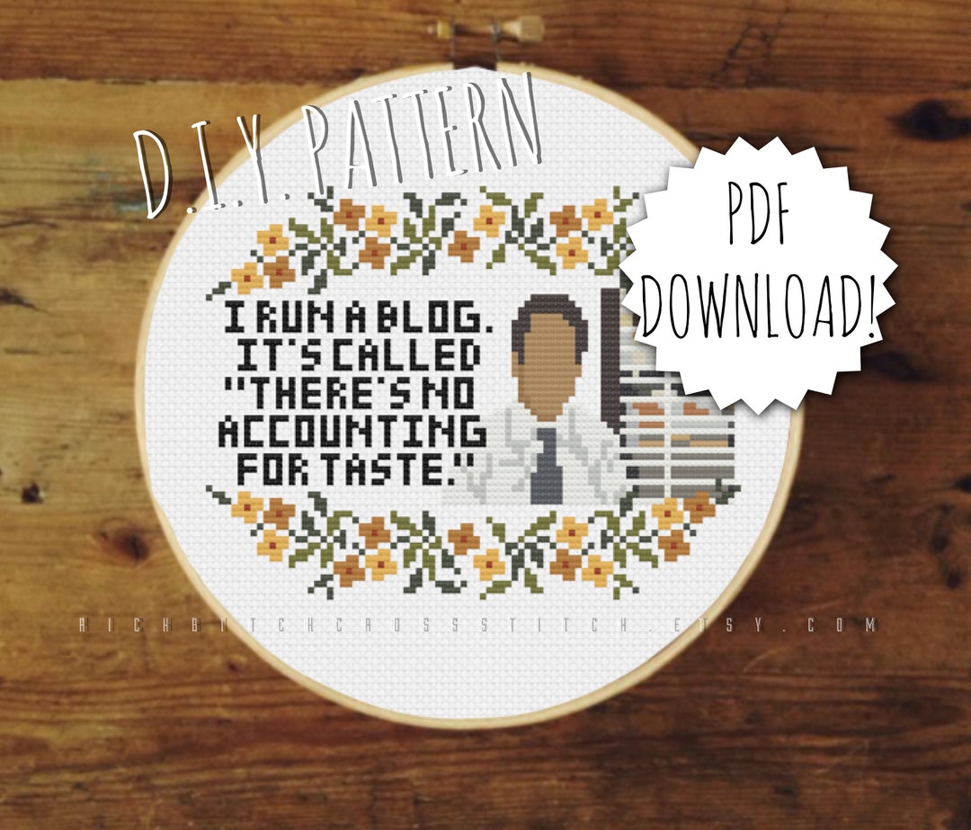 DIY Office Employee 'no Accounting for Taste' Counted Cross Stitch ...
