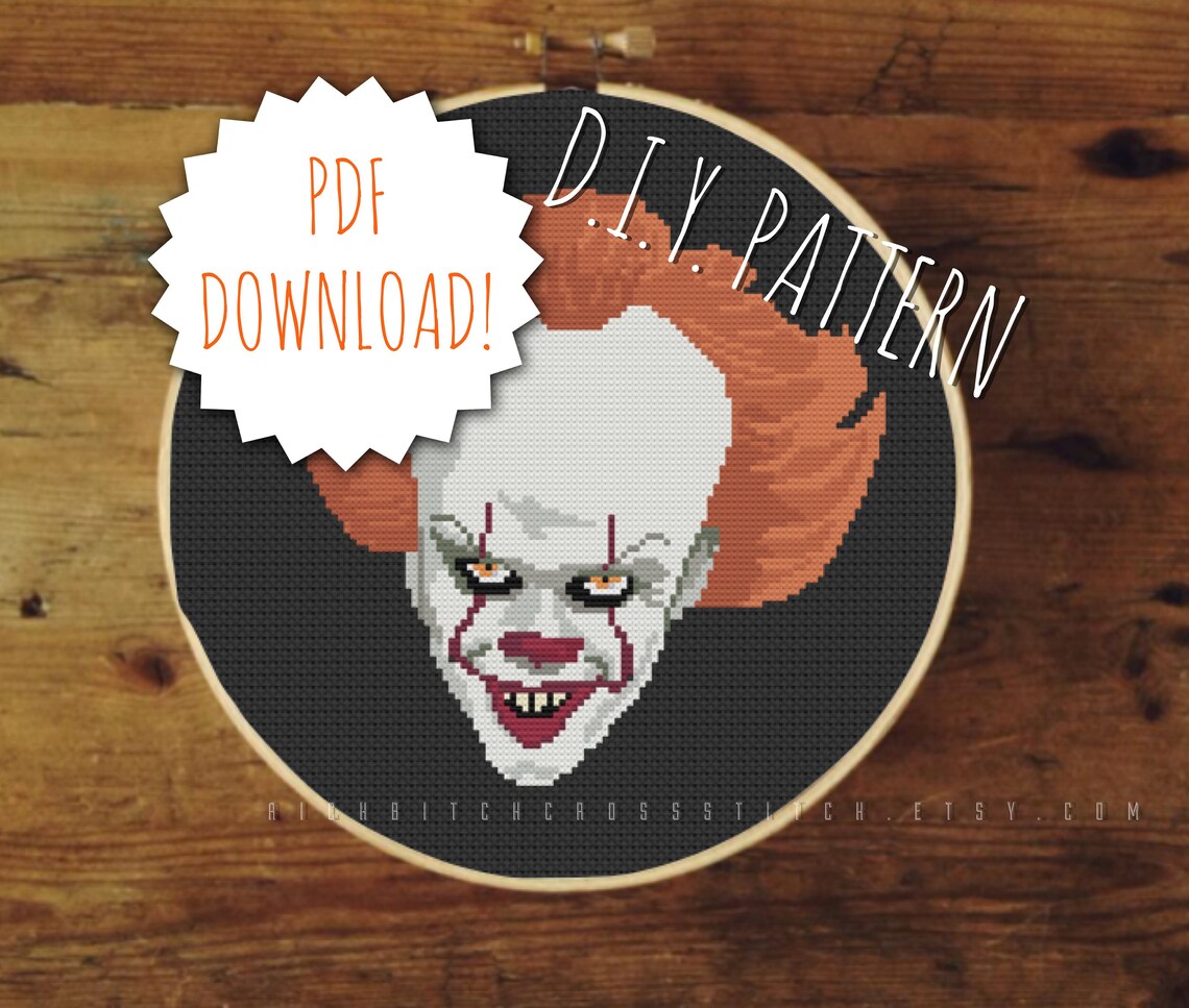 DIY Scary Dancing Clown Cross Stitch PATTERN. Counted Cross - Etsy