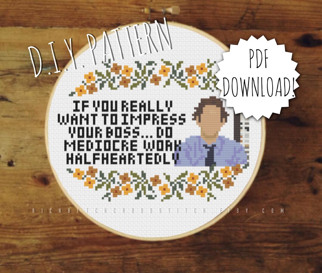 DIY Office Employee 'do Mediocre Work' Counted Cross Stitch PATTERN ...