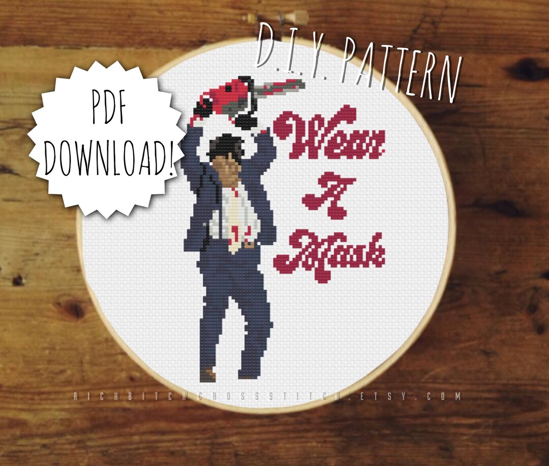 DIY 'wear A Leather Mask' Cross Stitch PATTERN. Counted Cross Stitch ...