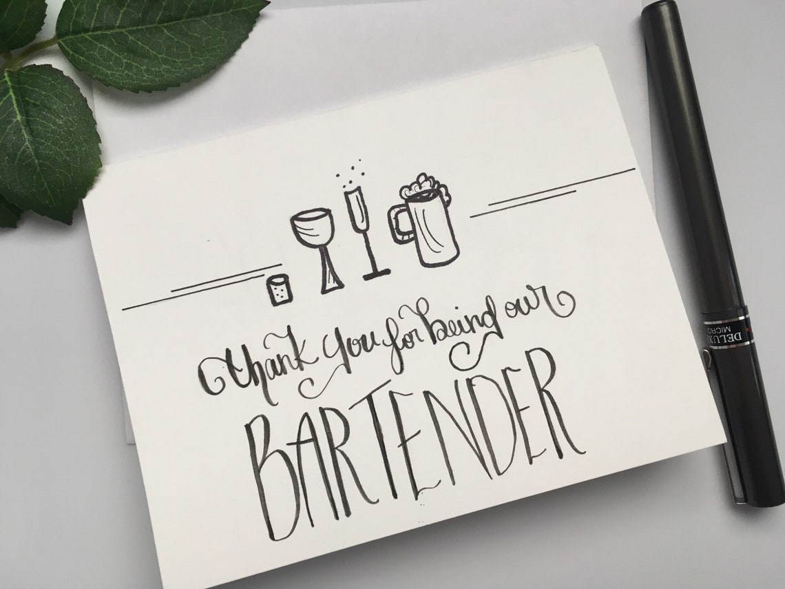 Thank You for Being Our Bartender Bartender Thank You Card Wedding Chef ...