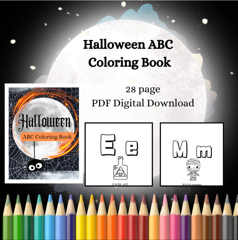Halloween ABC Coloring Book Alphabet Coloring Book - Etsy