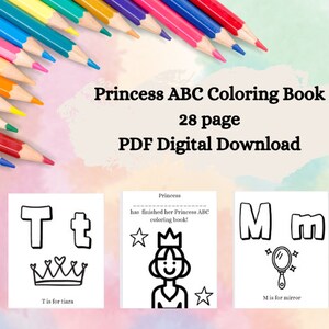 Princess ABC Coloring Book Alphabet Coloring Book Preschool Letter ...