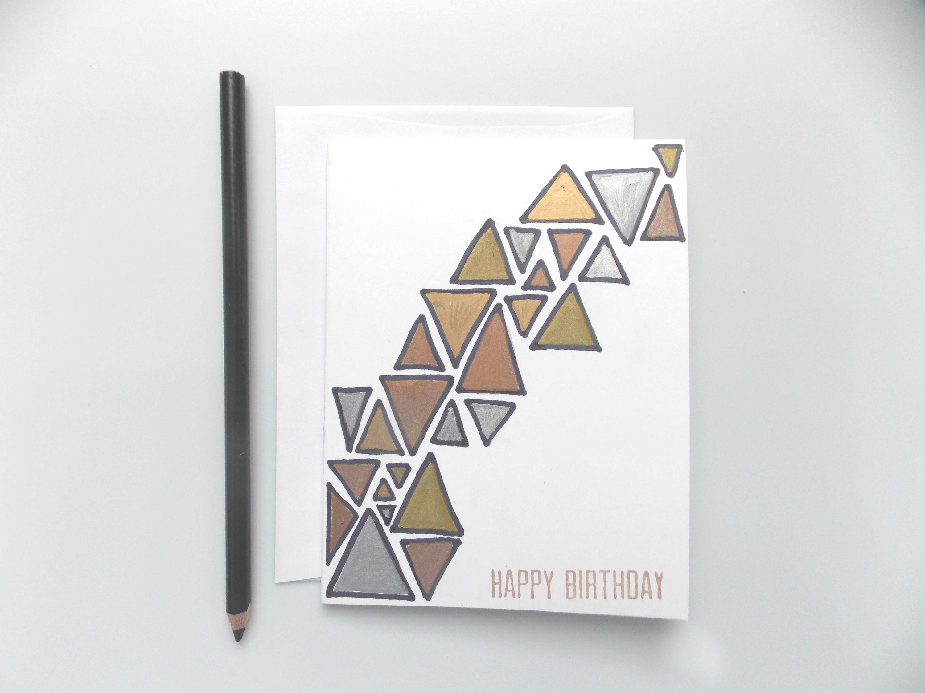 Birthday Card Happy Birthday Card Metallic Birthday Card - Etsy