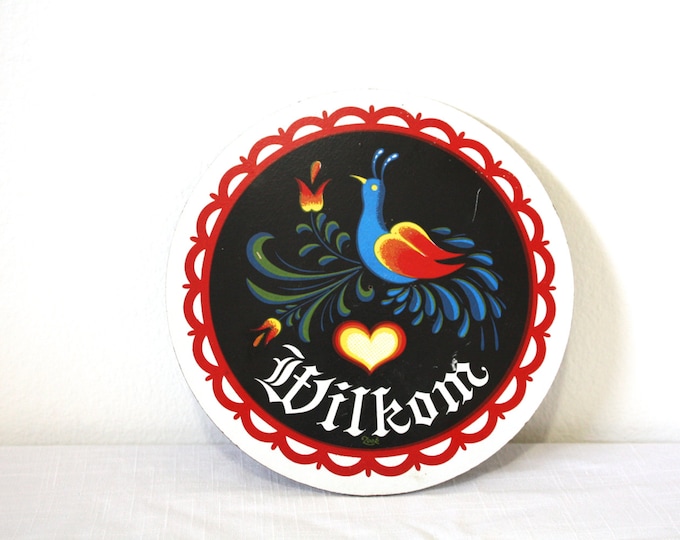 Vintage Pennsylvania Dutch Hex Sign, Zook Folk Art Wall Hanging, Wilkom ...