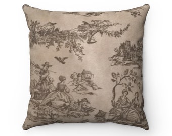 Brown Toile Pillow - Etsy