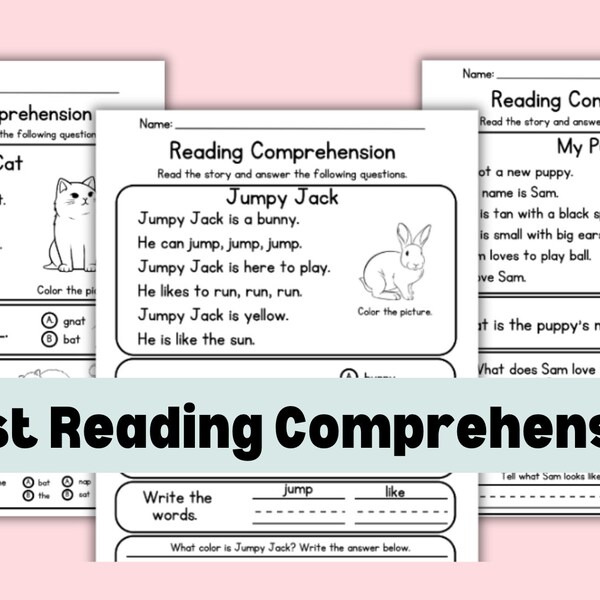 50 Kindergarten 1st Grade Reading Comprehension Passages Worksheets ...