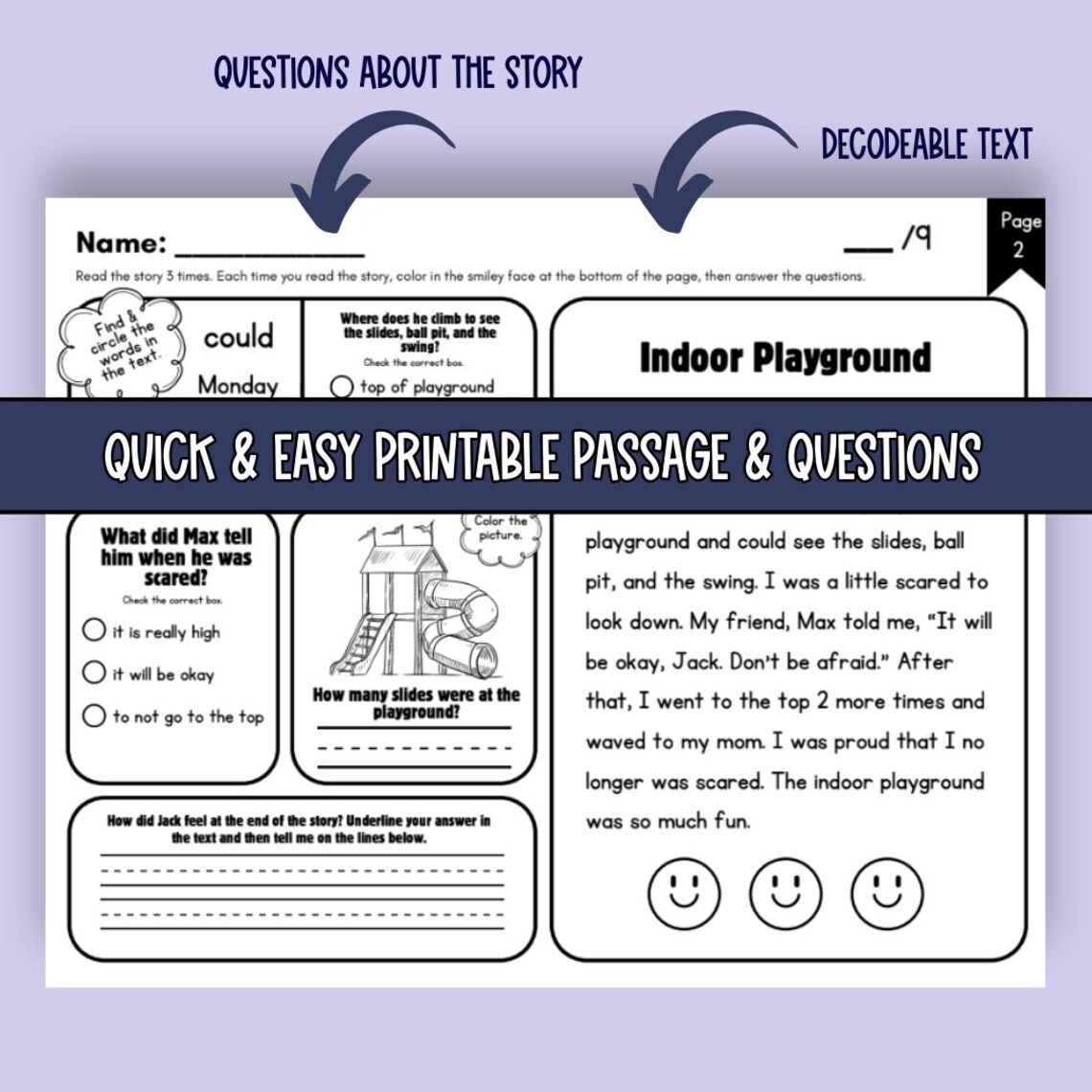 1st Grade Comprehension With Questions, Reading Practice, Decodable ...