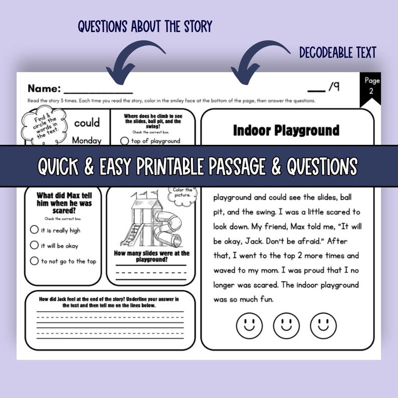 1st Grade Comprehension With Questions, Reading Practice, Decodable ...